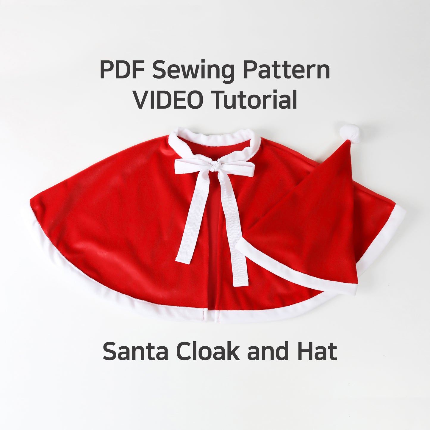 Santa Cloak and Hat PDF Sewing Pattern & VIDEO Tutorial,christmas cost